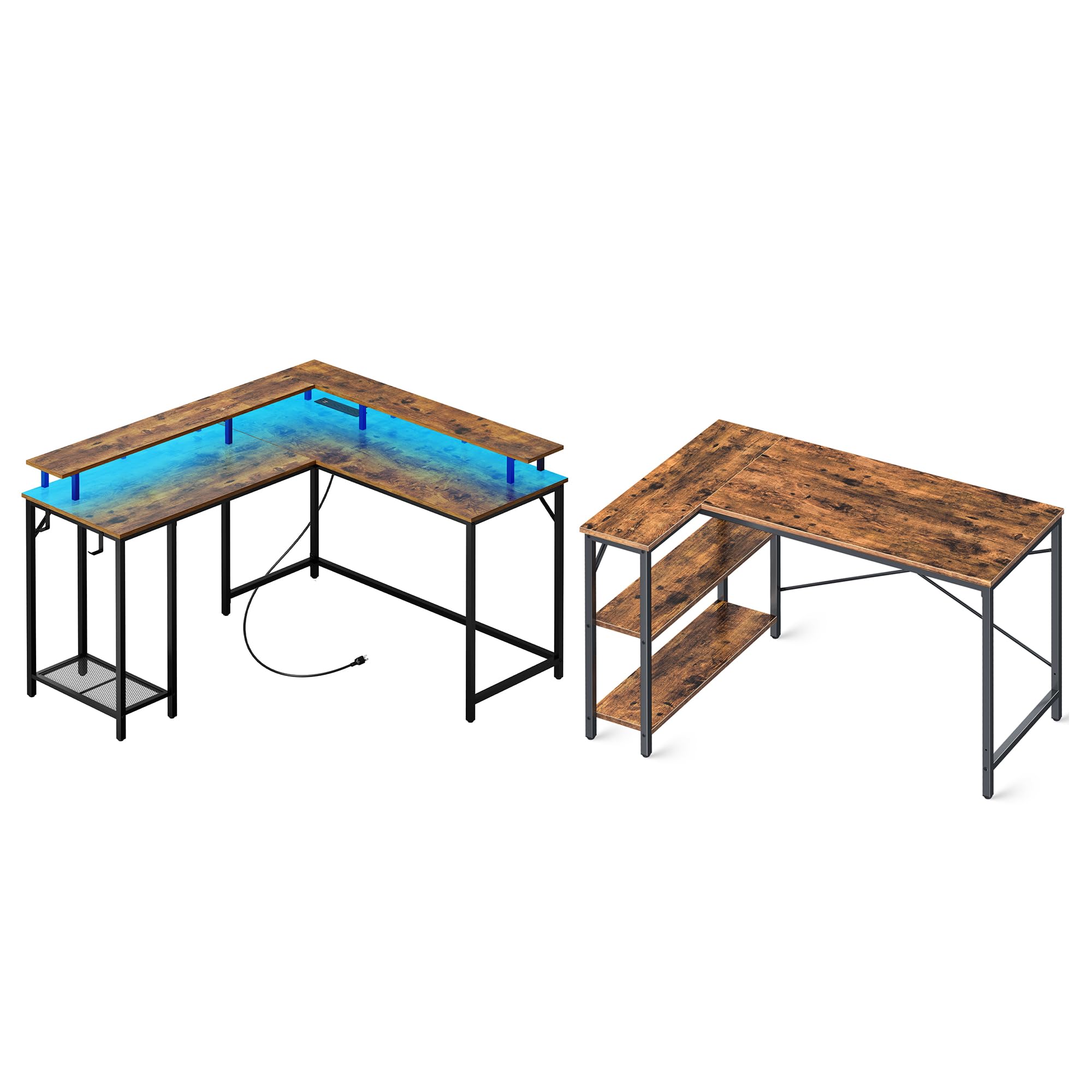 SUPERJARE L Shaped Computer Desk with Power Outlets and Huuger 47 ...