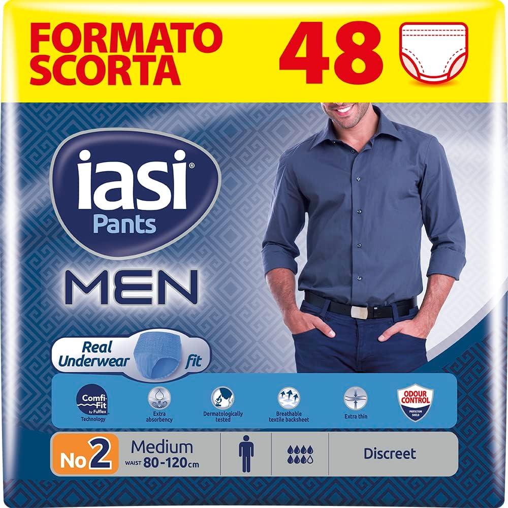 IASI Pants MEN, 48 Boxer Assorbenti monouso per Perdite Urinarie, Taglia M da Uomo ...