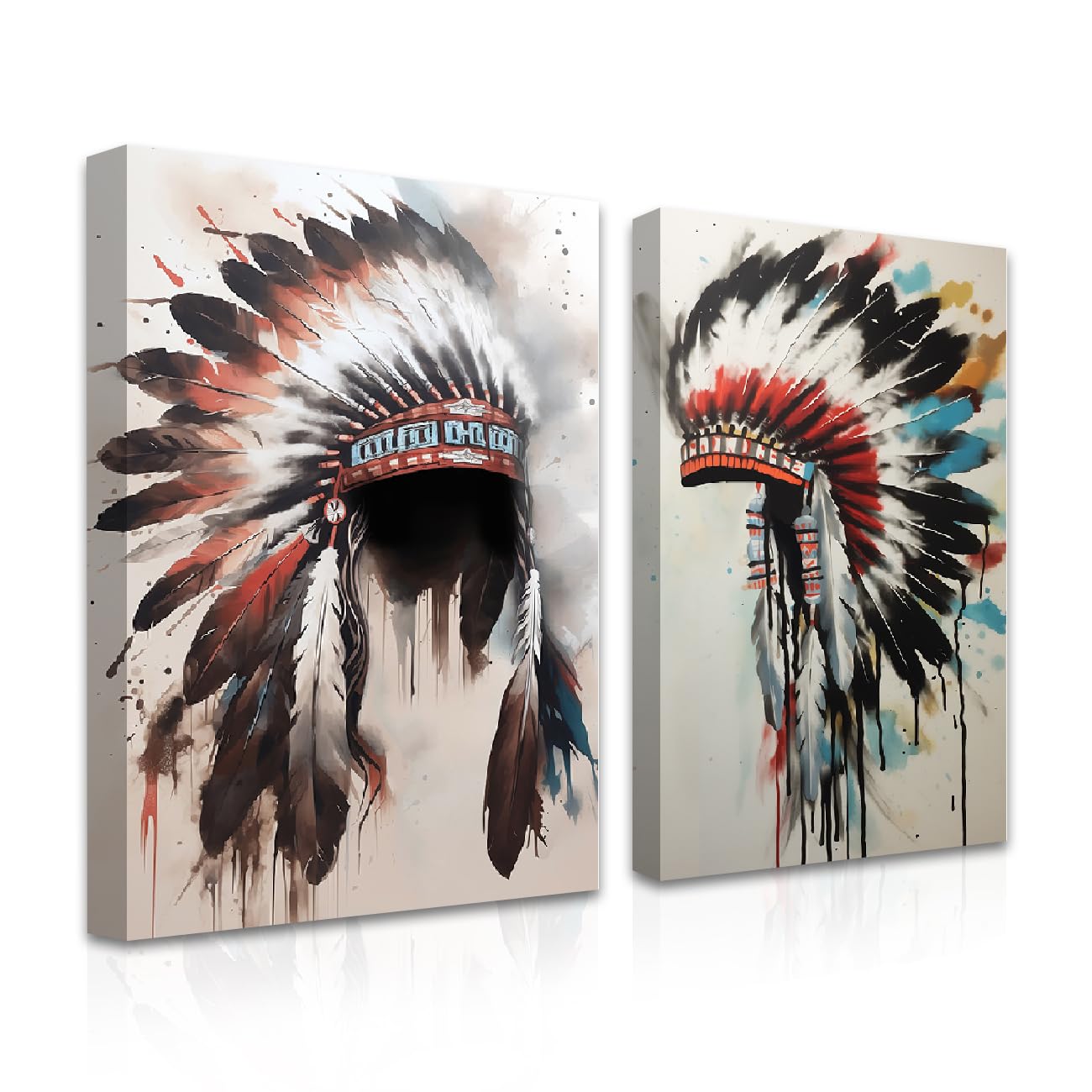 Amazon.com: CXHOSTENT Native American Wall Art 2 Pieces Indian Chief ...