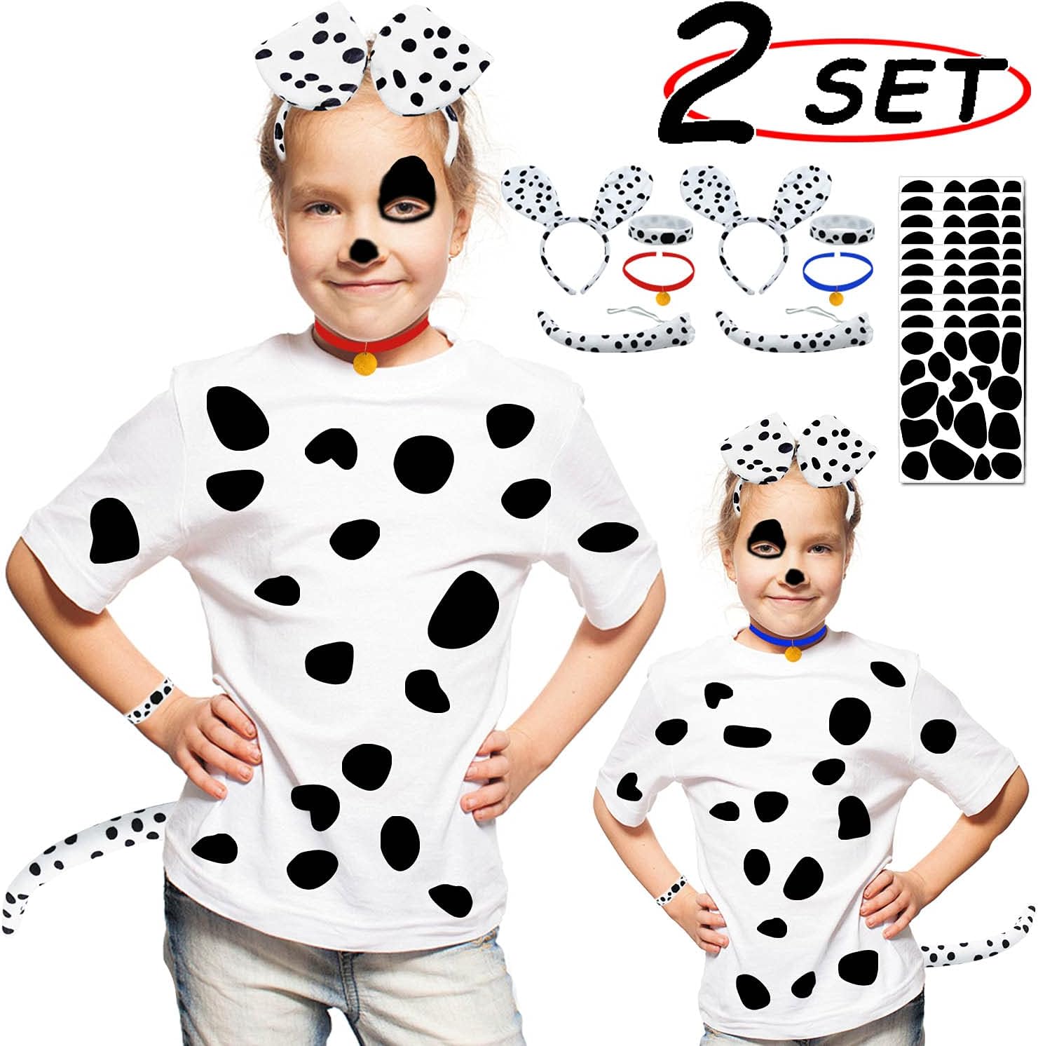 Amazon.com: Ahuimeius 2 Set Dalmatian Costume, with Dalmatian Ear ...