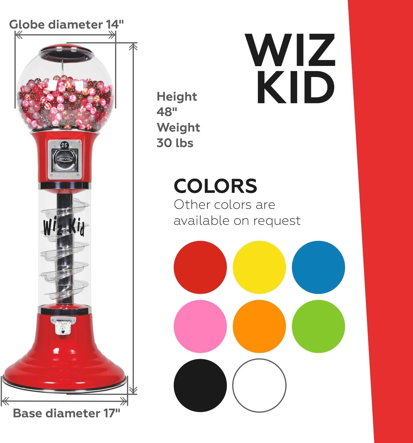 Buy Gumball Machine White $0.25 Coin 48 Tall Bubblegum Vending Machine ...