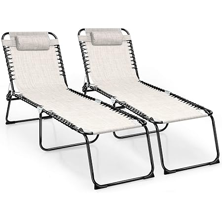 Amazon.com: VILLEY Oversize Chaise Lounge Outdoor, Heavy-Duty Folding ...