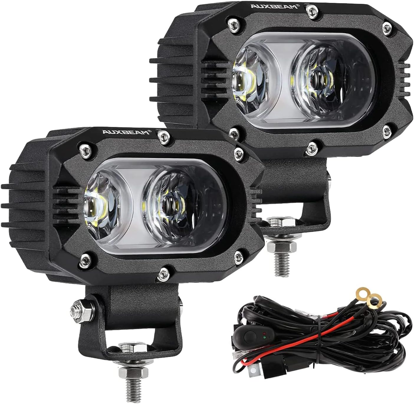 Amazon.com: Auxbeam 4 Inch LED Pod Square Pod Light 5050 LED White Spot ...