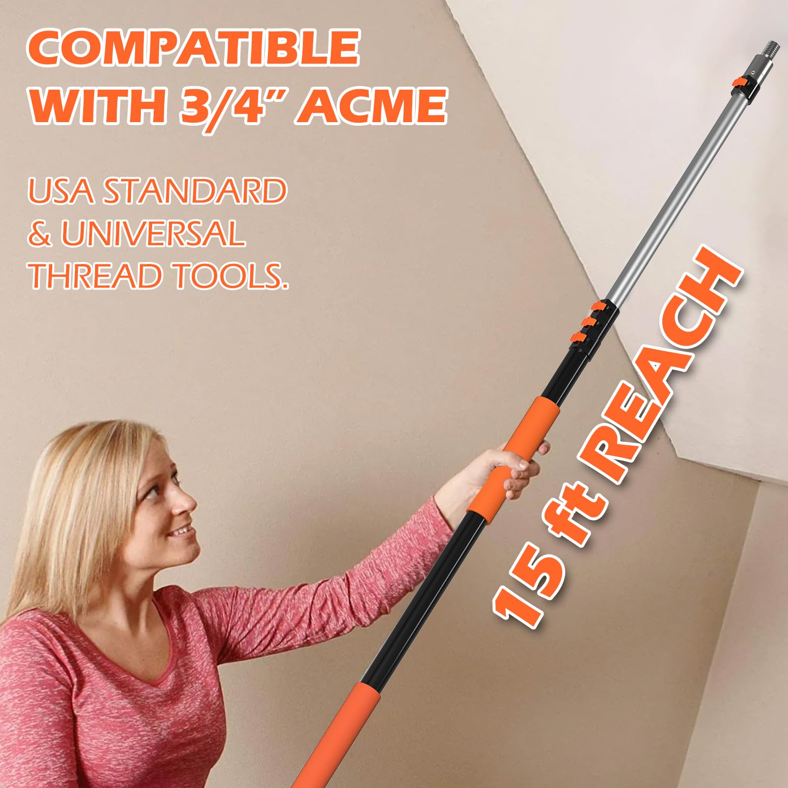 Snapklik.com : AgiiMan 15FT Reach Telescoping Pole - 3 To 12FT ...