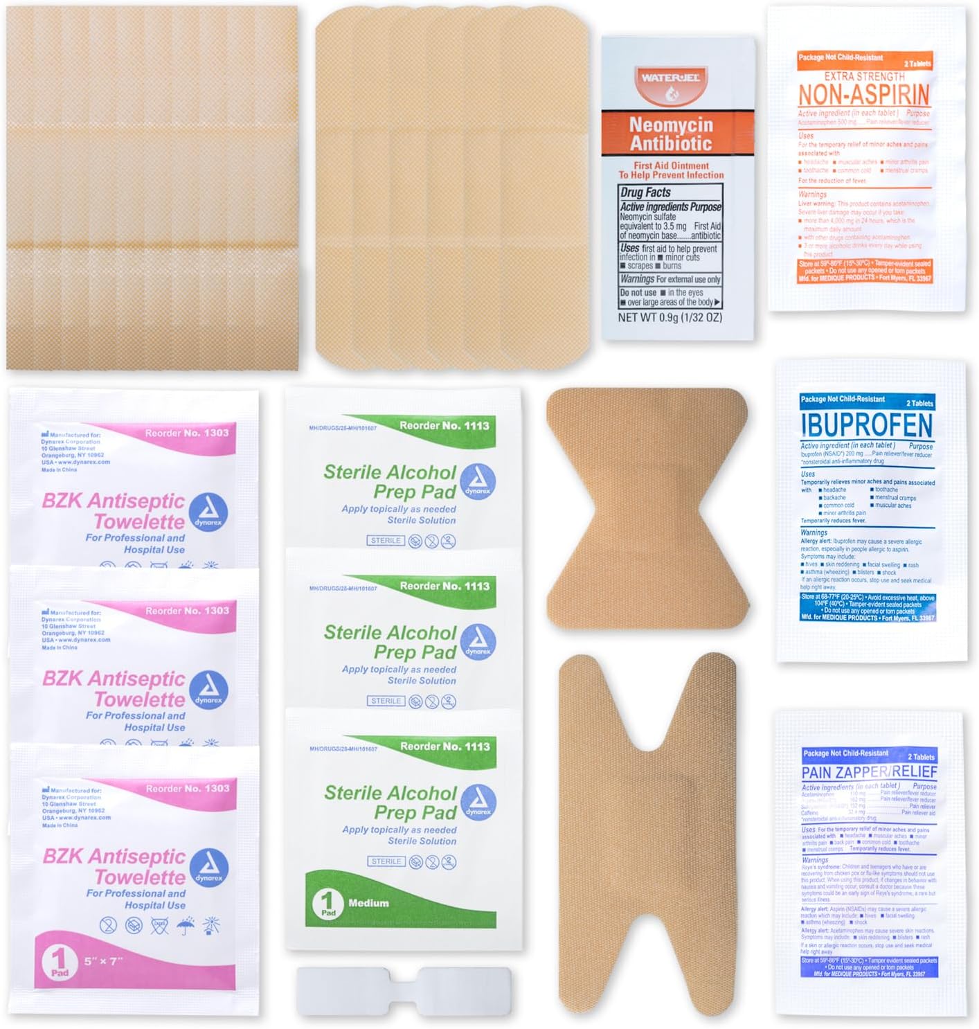 Amazon.com: MFASCO First Aid Fill Kit Refill Pack - Hurt Ease Meds ...