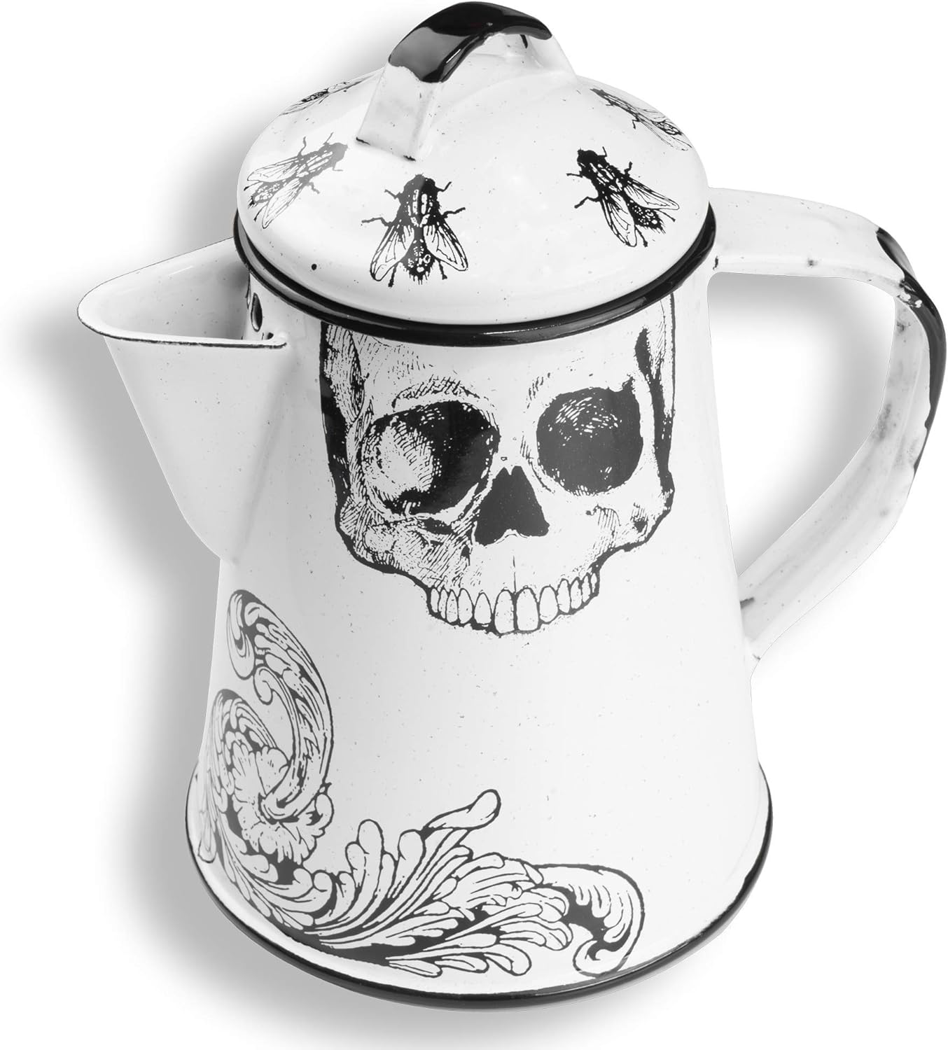 Emaille-Kaffee-Glas, Totenkopf-Design, entworfen von mexikanischen ...