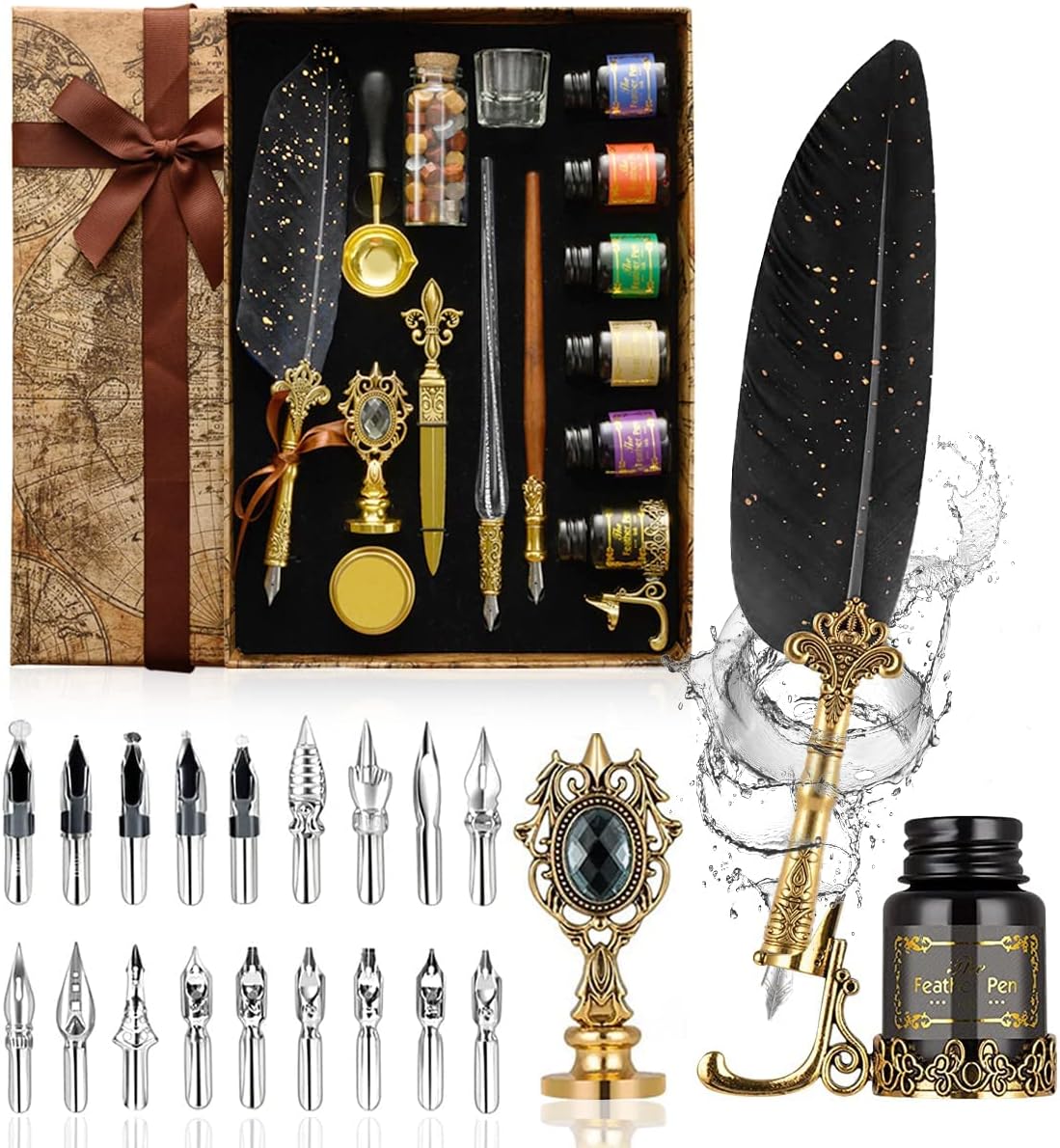 Meboyz Calligraphy Quill Pen and Ink Set with Wax Philippines | Ubuy
