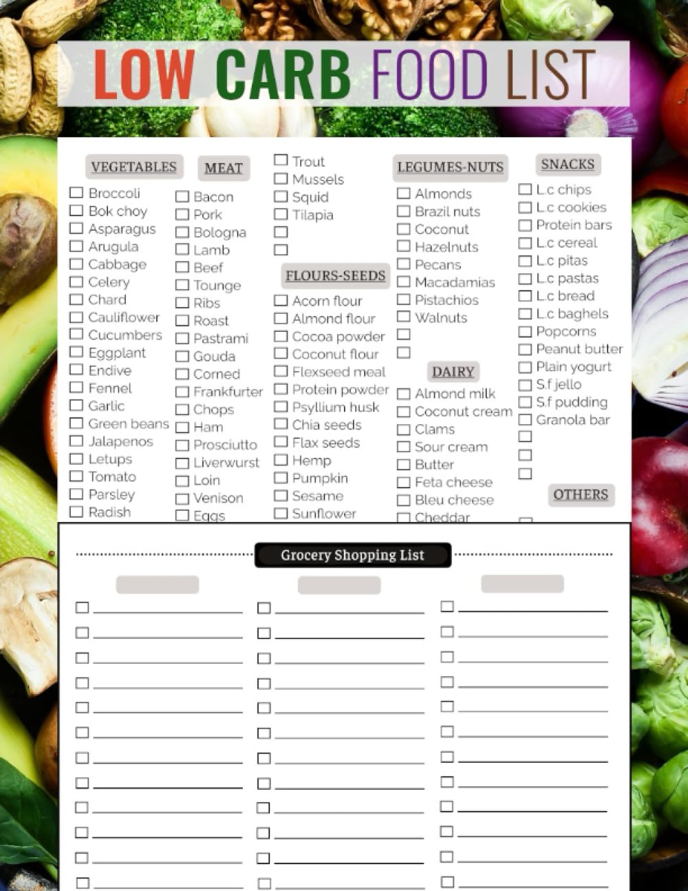 Low Carb Food List: Book of Low Carbohydrate Diet Foods.: Shoebet ...