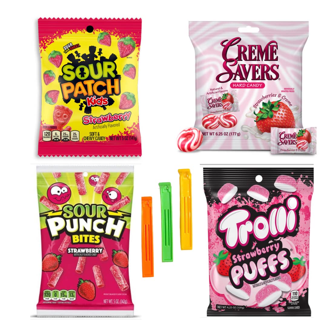 Amazon.com: Pink snacks Variety 4 pack-Strawberry candy -Peg Bag ...