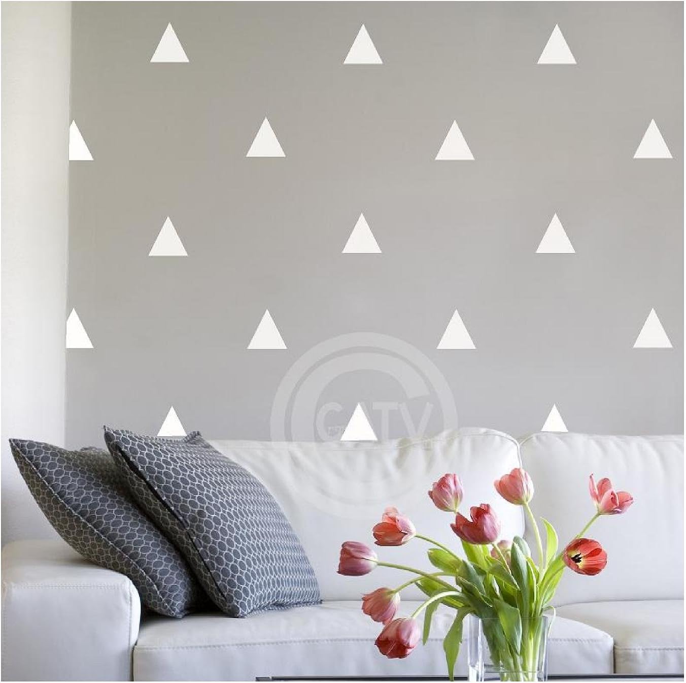 Amazon.com: Triangle wall pattern vinyl decal stickers (White, 3x3 set ...