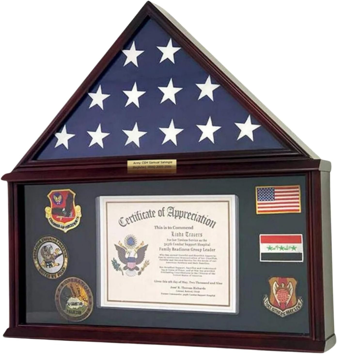 Amazon.com - RED BLOOMY Custom Funeral Flag Display Case, Armed Forces ...
