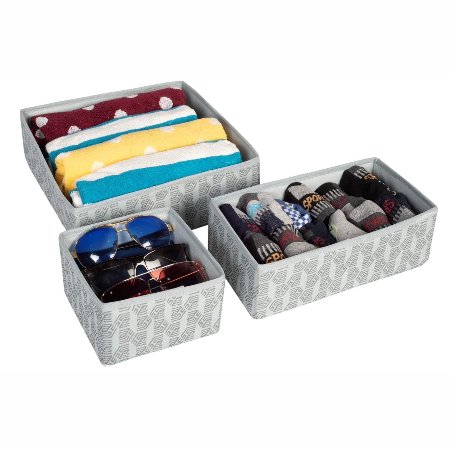 Homestrap Set of 3 Multipurpose Closet Drawer Organiser with Bottom ...