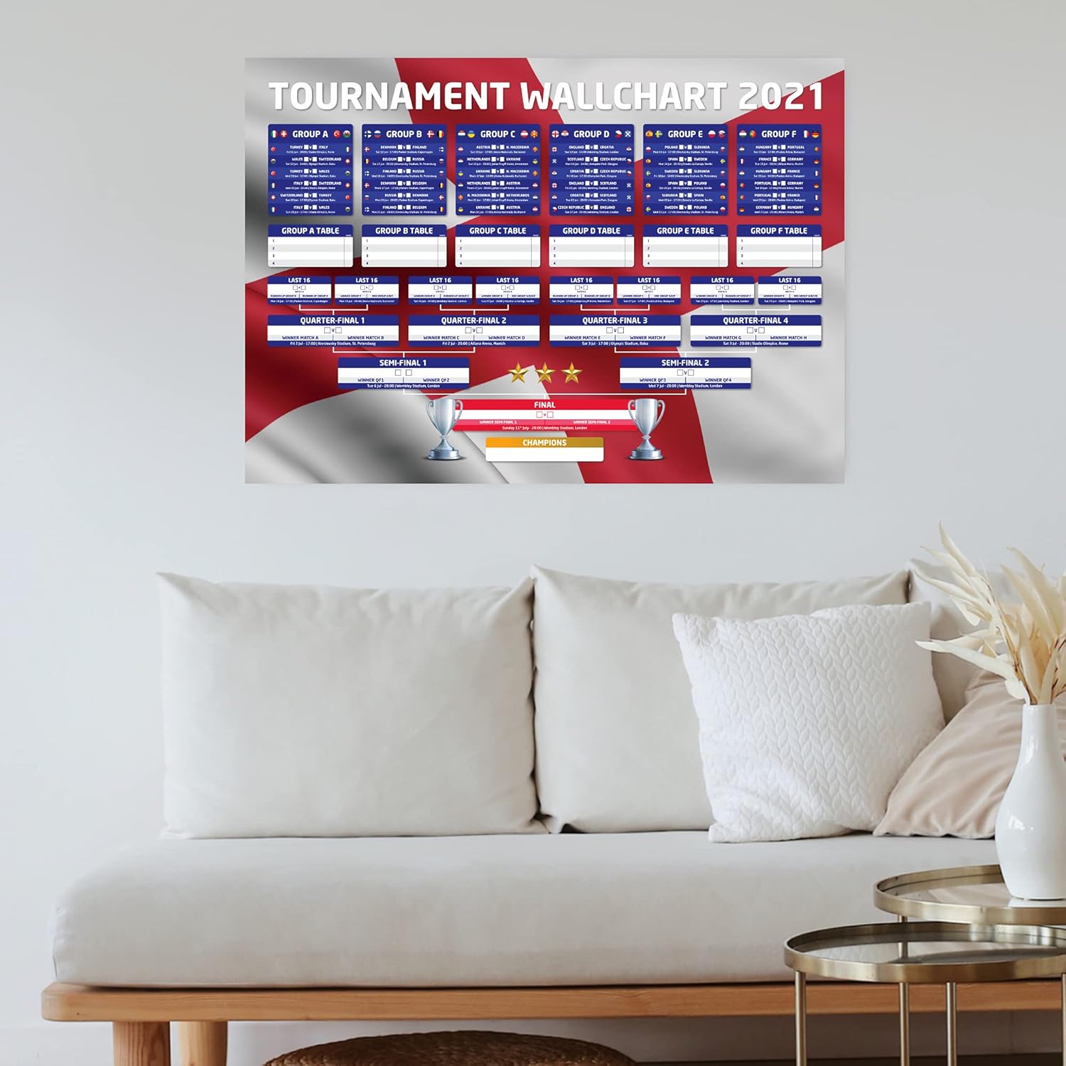 Tournament Wallchart and Bunting Flags Bundle – 10M Length Bunting ...