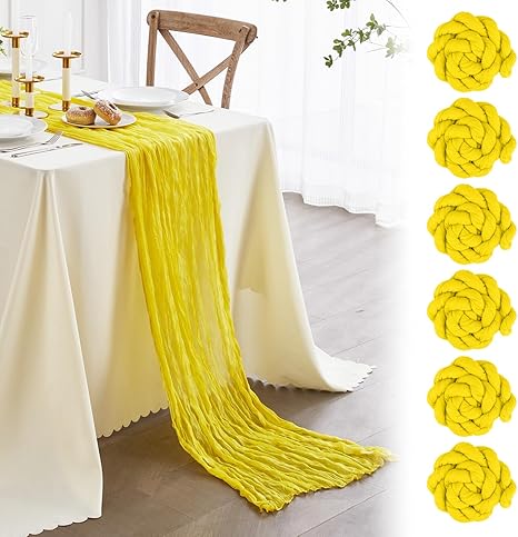 Amazon.com: Niallant 6 PCS Yellow Cheesecloth Boho Table Runner ...