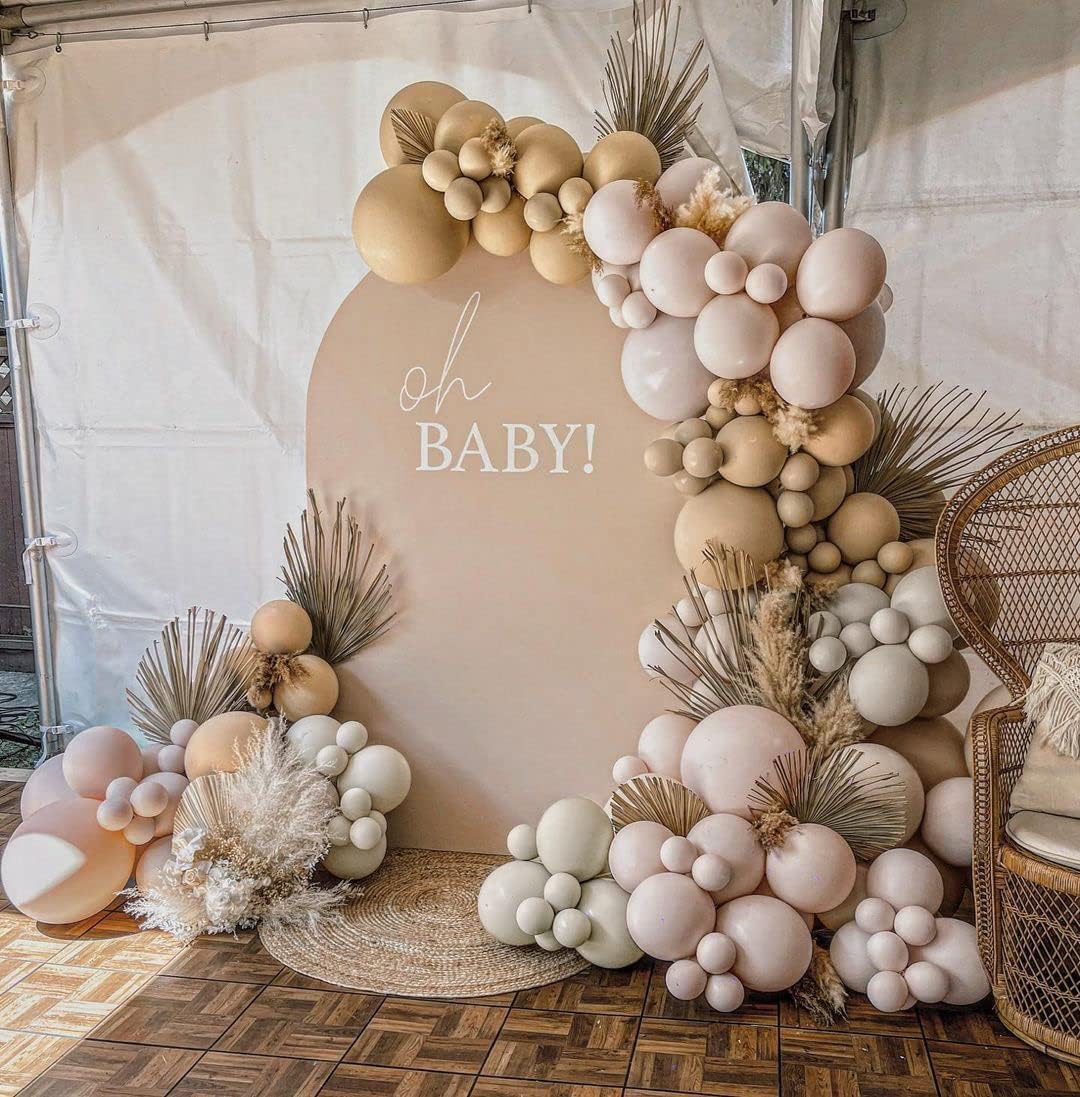 Amazon.com: Double Stuffed White And Beige Balloons Garland Nude Cream ...