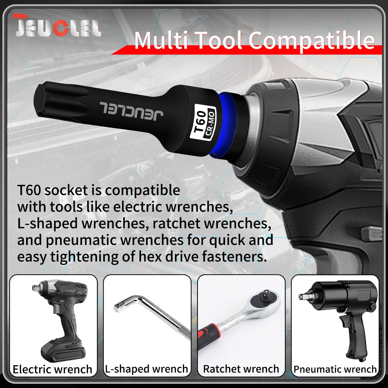 Snapklik.com : T60 Torx Bit Socket, 1/2" Drive Torx Star 6 Point Impact ...