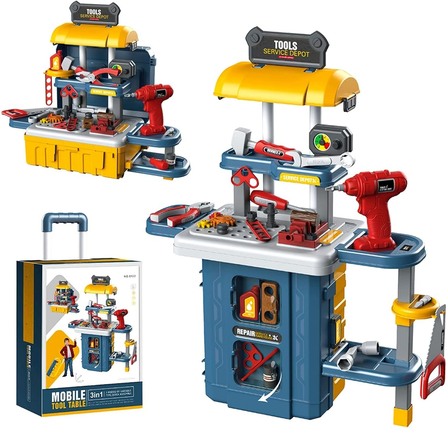 Arabest Kids Tool Bench Set, Toddler Workbench with Electric Drill and ...