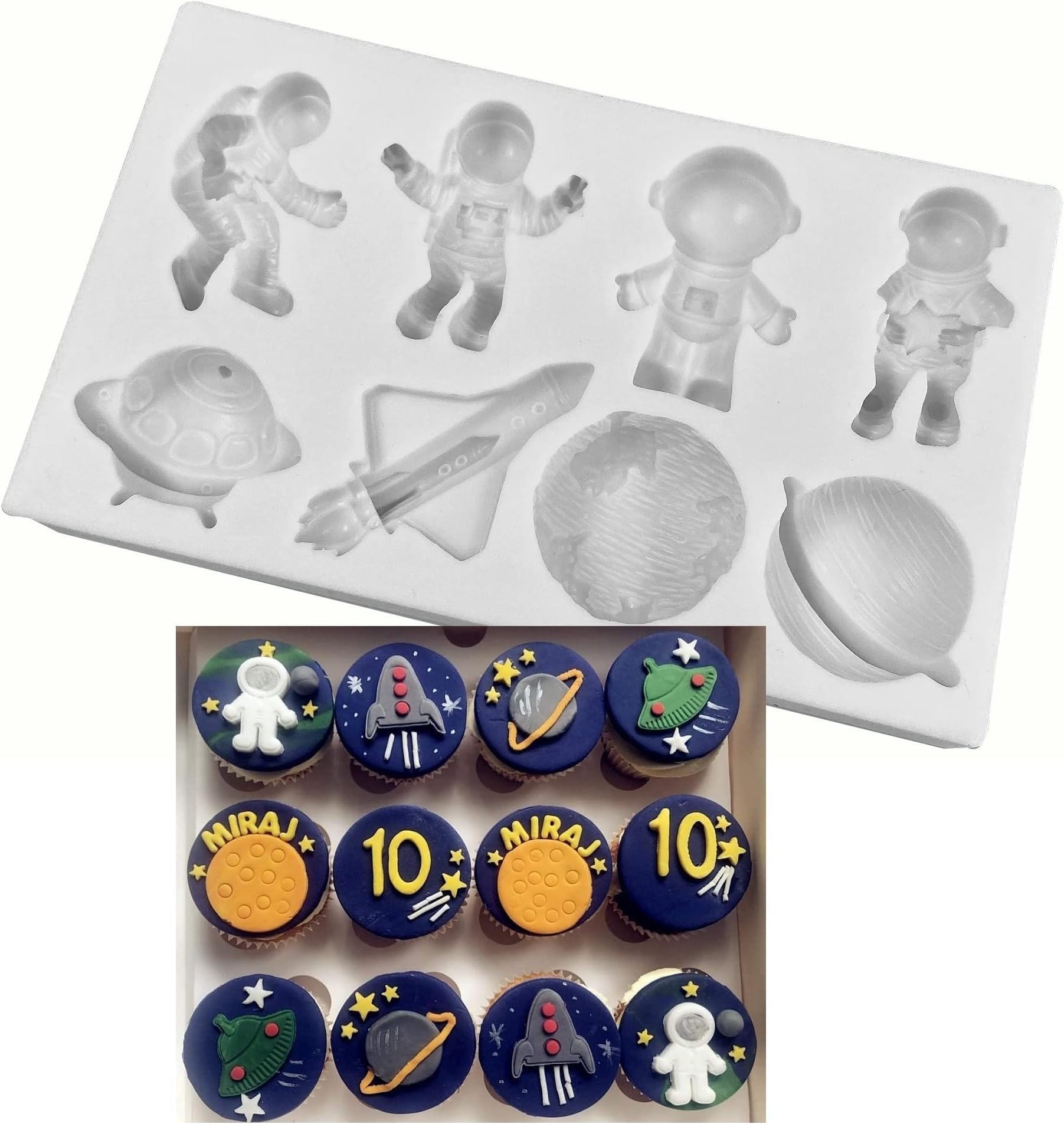 Amazon.com: 2 Pack Space Themed Silicone Cake Molds 6 Cavity 3D ...