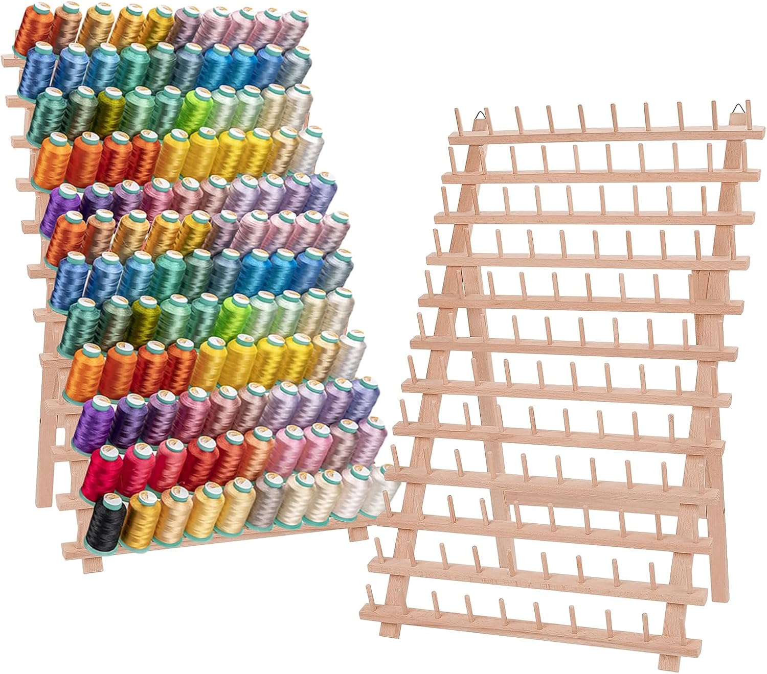Youyijia 2Pcs 120 Spool Thread Rack Thread Holder Wooden Thread ...