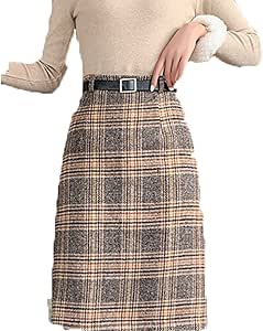 Amazon.com: SVRITE Ladies Skirts, Women Skirts Winter Woolen Plaid ...