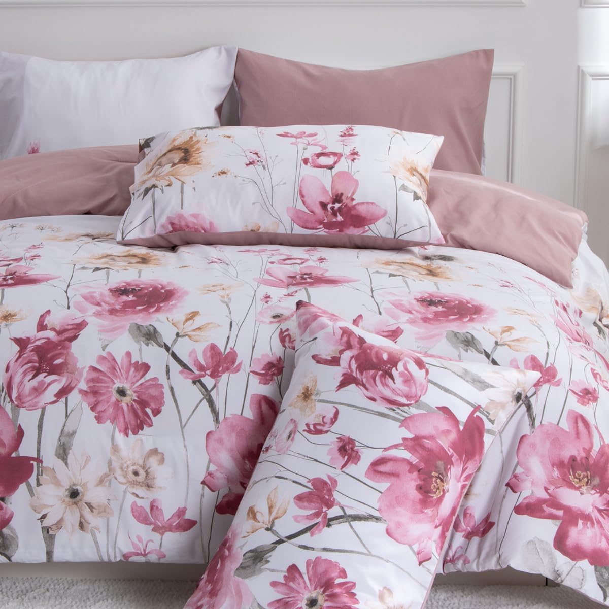 Amazon.com: NTBED 5pcs Botanical Comforter Set, Soft Microfiber ...