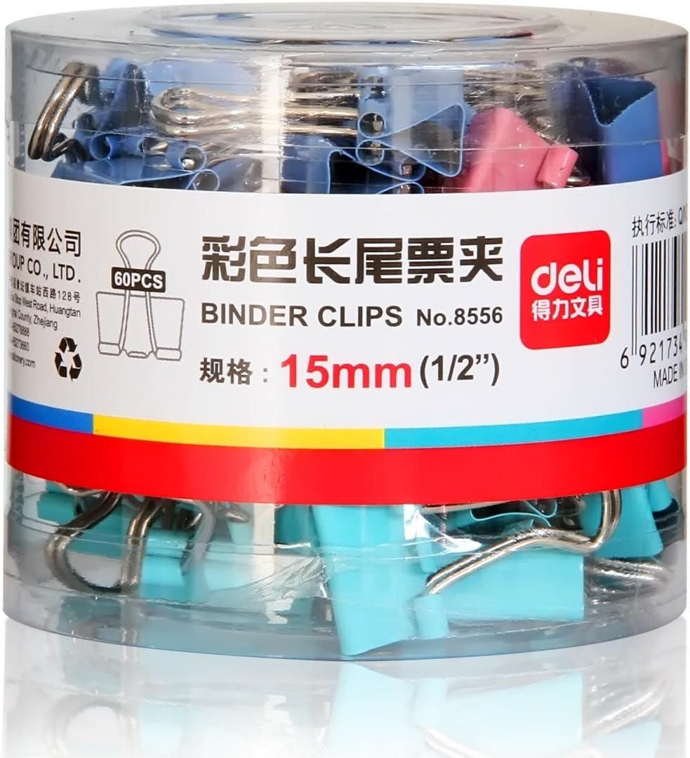 Deli 8556a Binder Clip Set - 60 Pieces : Amazon.ae: Office Products