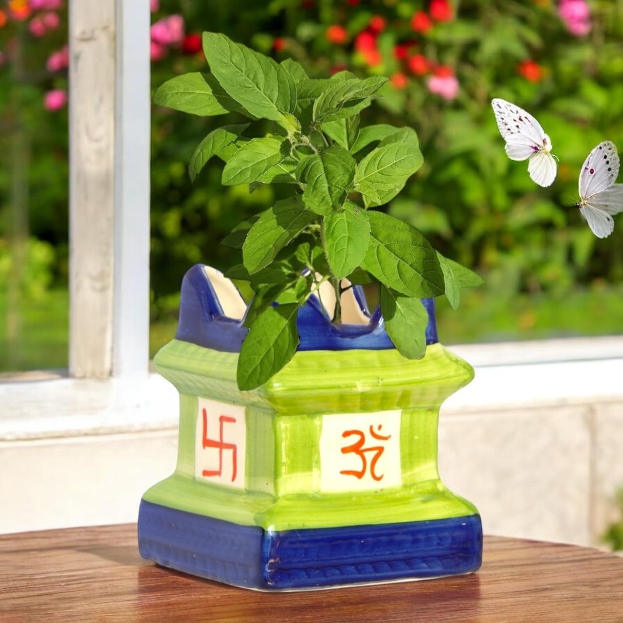 Niyara Large Tulsi Ceramic Pot Medium Sized for Indoor, Outdoor,Home ...