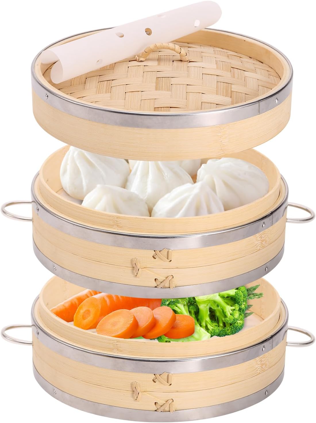 Amazon.com: 6" Bamboo Steamer Set (Includes 2 Steamers & 1 Cover) *iPro ...
