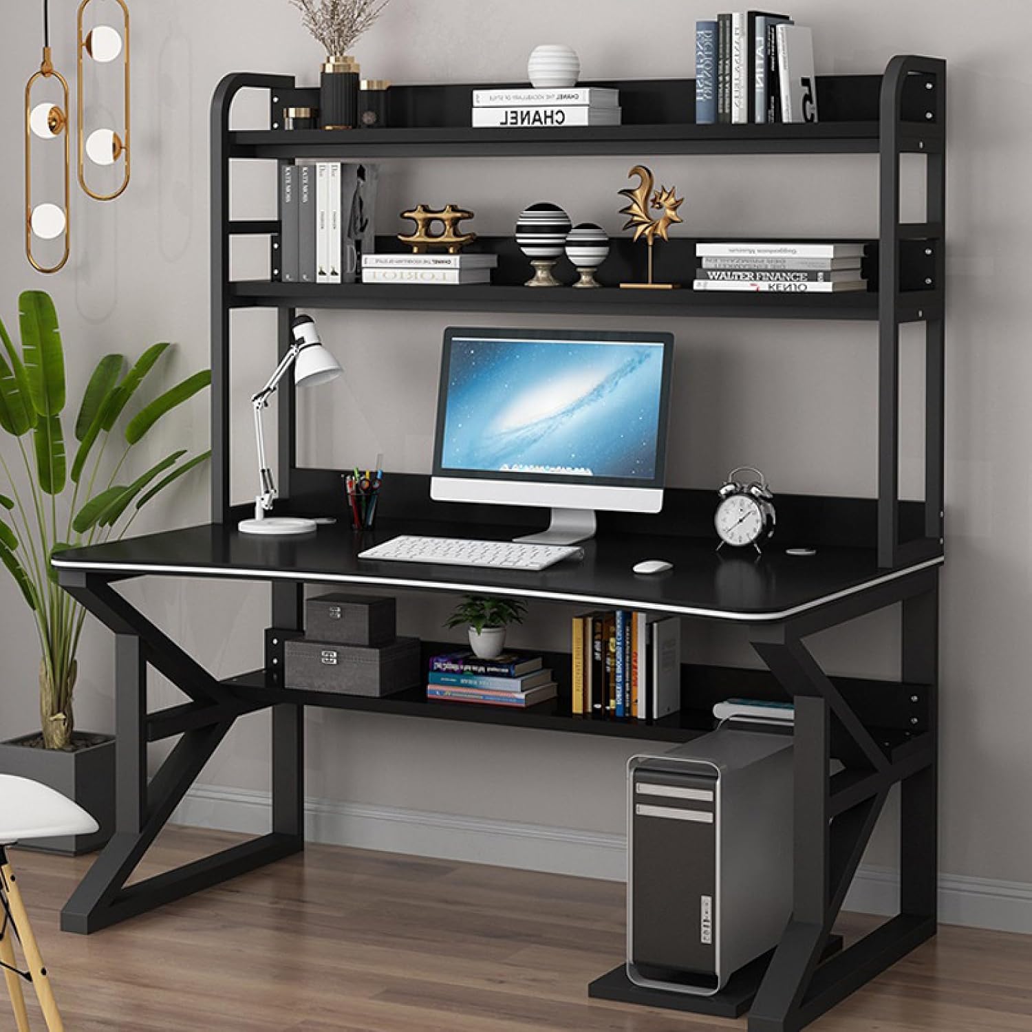 Amazon.com: FAANAS Modern Home Office Desk Computer Desk with Storage ...