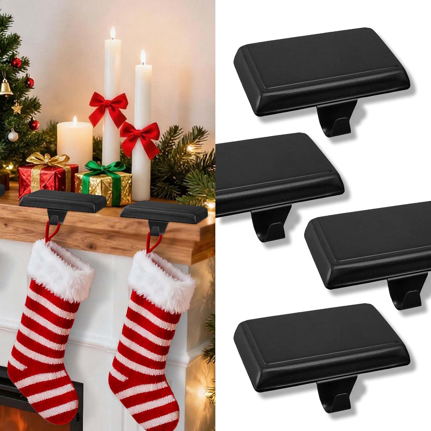 Amazon.com: LamTrancail 4 Pack Stocking Holders for Mantle, Heavy Duty ...