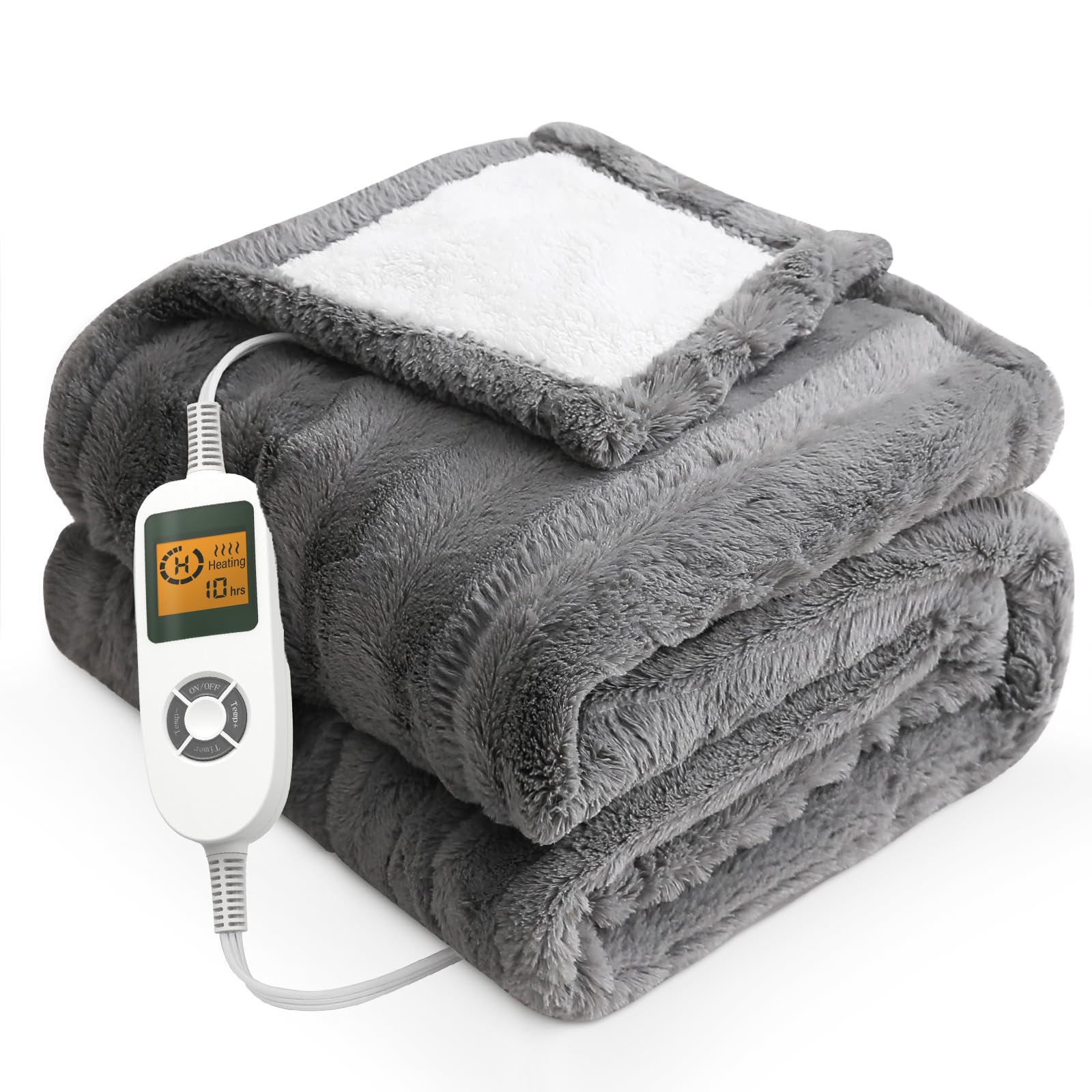 Amazon.com: HOMLYNS Electric Heated Blanket Throw with 1-10hrs Timer ...