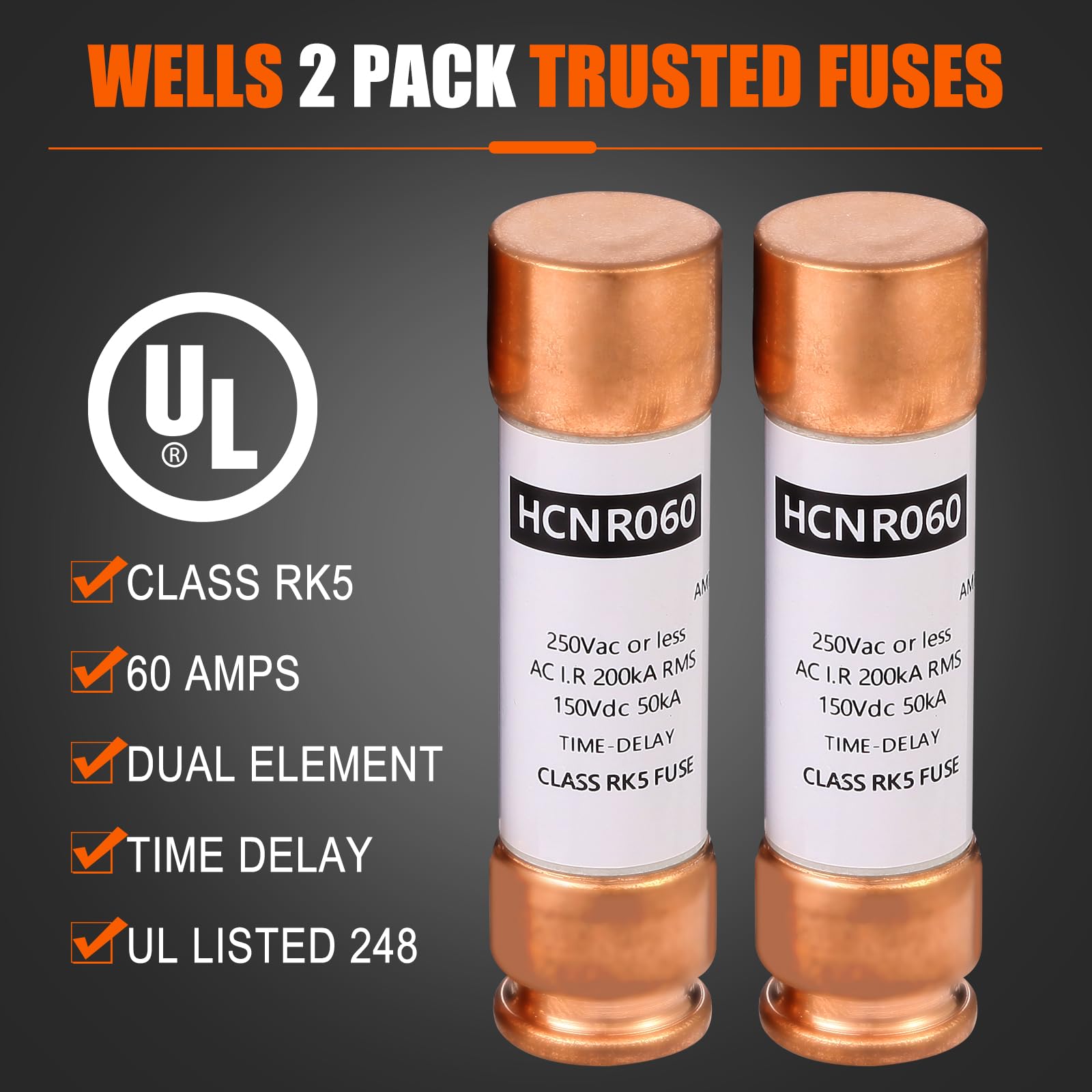 Snapklik.com : Wells 60 Amp 240 Volt Fuse For Disconnect Box 2 Pack ...
