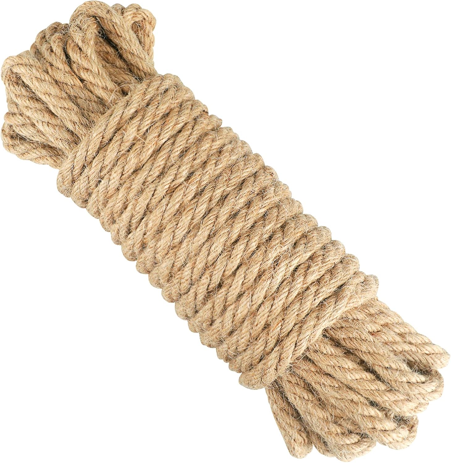 KINGLAKE GARDEN Jute Rope,Hemp Rope Heavy Duty Jute Rope 2/5 inch x 32. ...