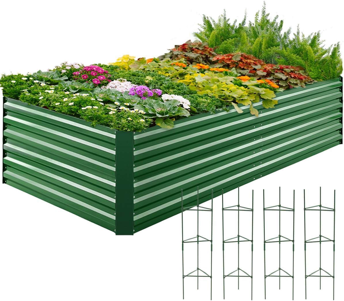 Amazon.com: Quictent Galvanized Raised Garden Bed 8x4x2 Ft Tall Metal ...