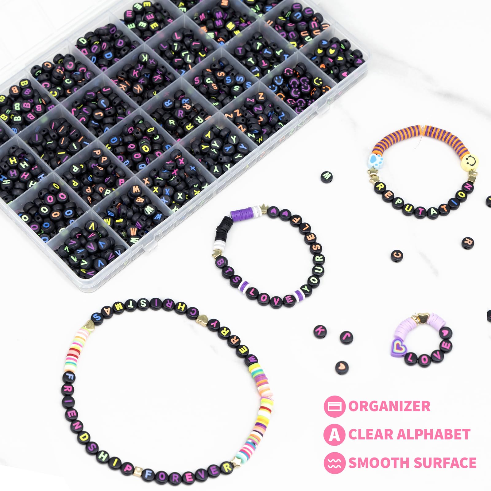 ARTDOT 1400 Pcs Letter Beads Friendship Bracelets Kit, 28 Styles and 6 ...