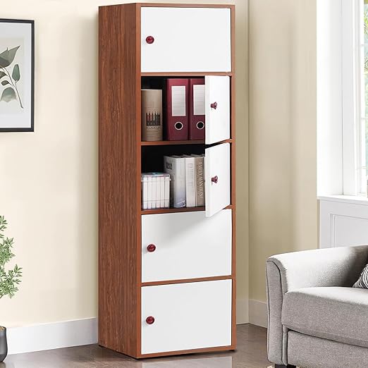 ABOUT SPACE Wooden Cabinet - 5 Tier Storage Cabinet for Living Room ...
