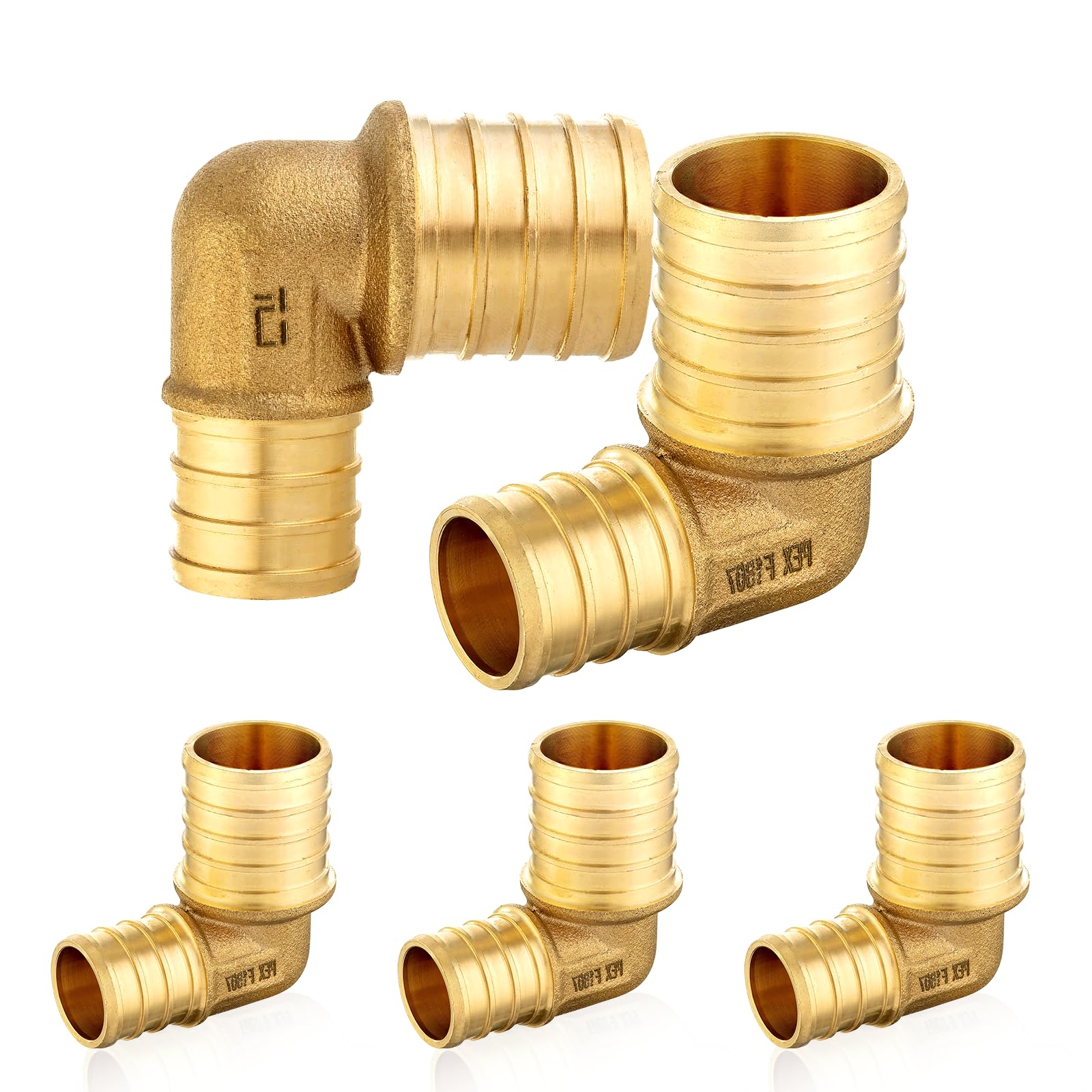 Snapklik.com : 5-Pack PEX Fittings, 3/4"x1" Pex Elbow, Brass Crimp ...