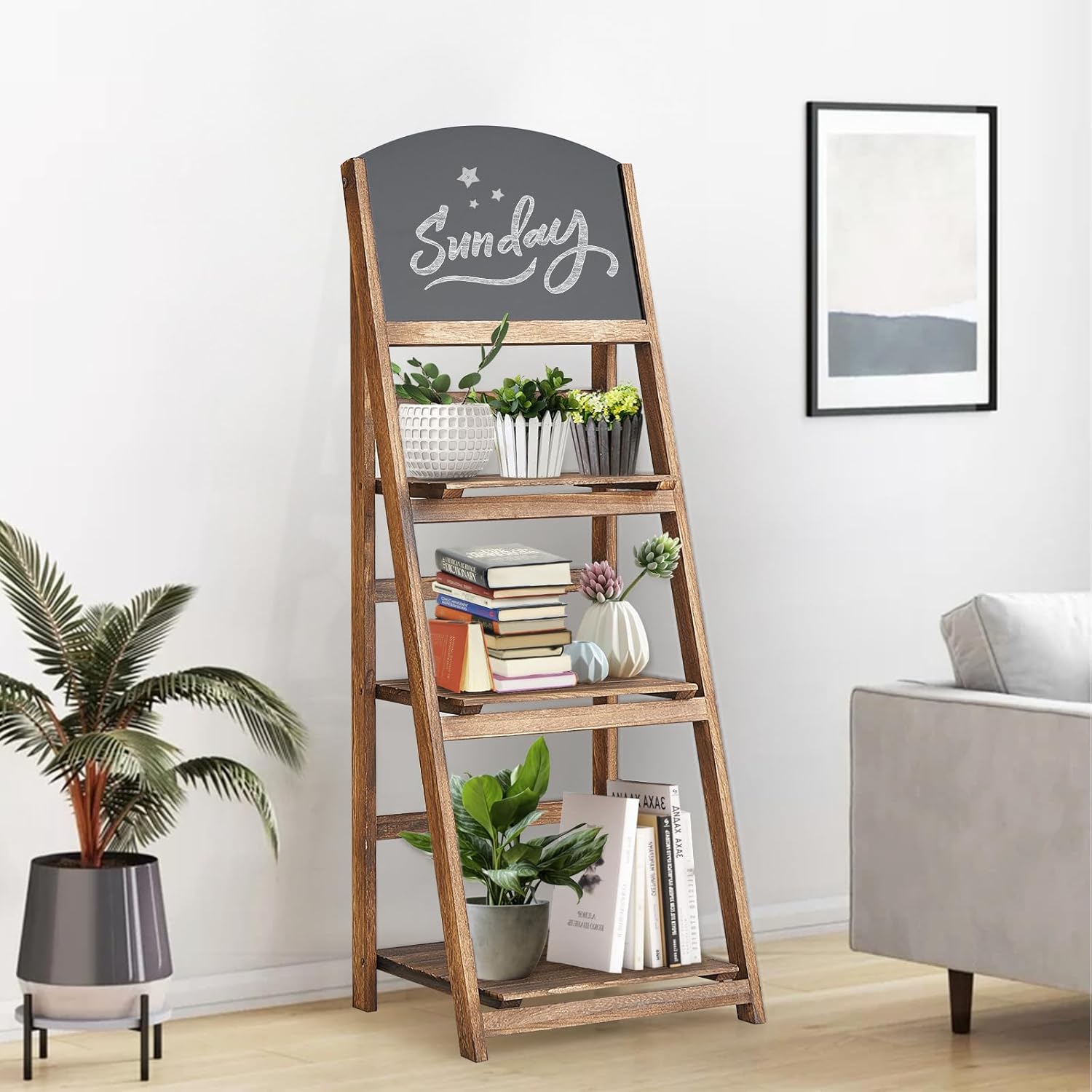 Amazon.com: Leesinwing Ladder Shelf, 3 Tier Ladder Shelves with ...
