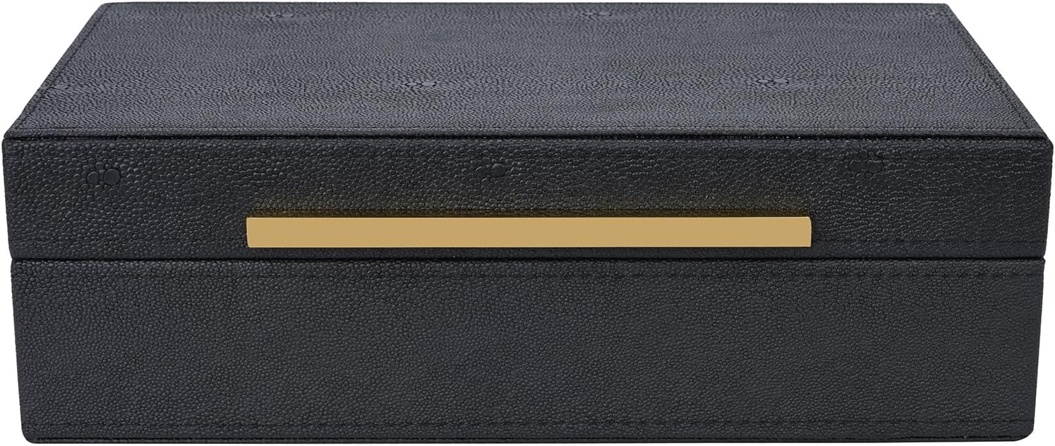 Amazon.com: Kingflux Faux Black Shagreen Leather Set of 3 Pcs ...