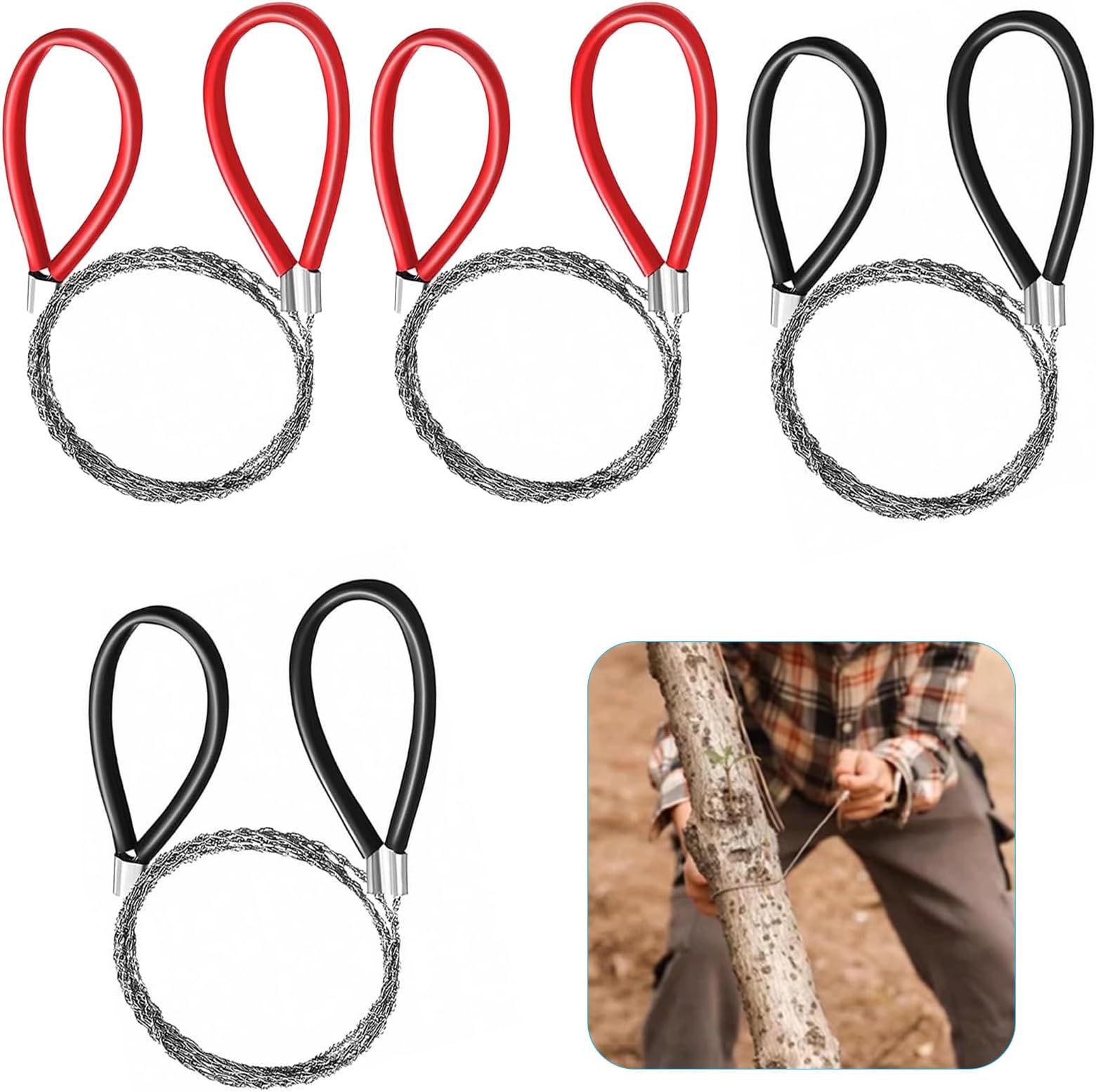 4 Pcs Wire Saw, Metal Serrated Rope Saw, Stainless Steel Cable Saw ...