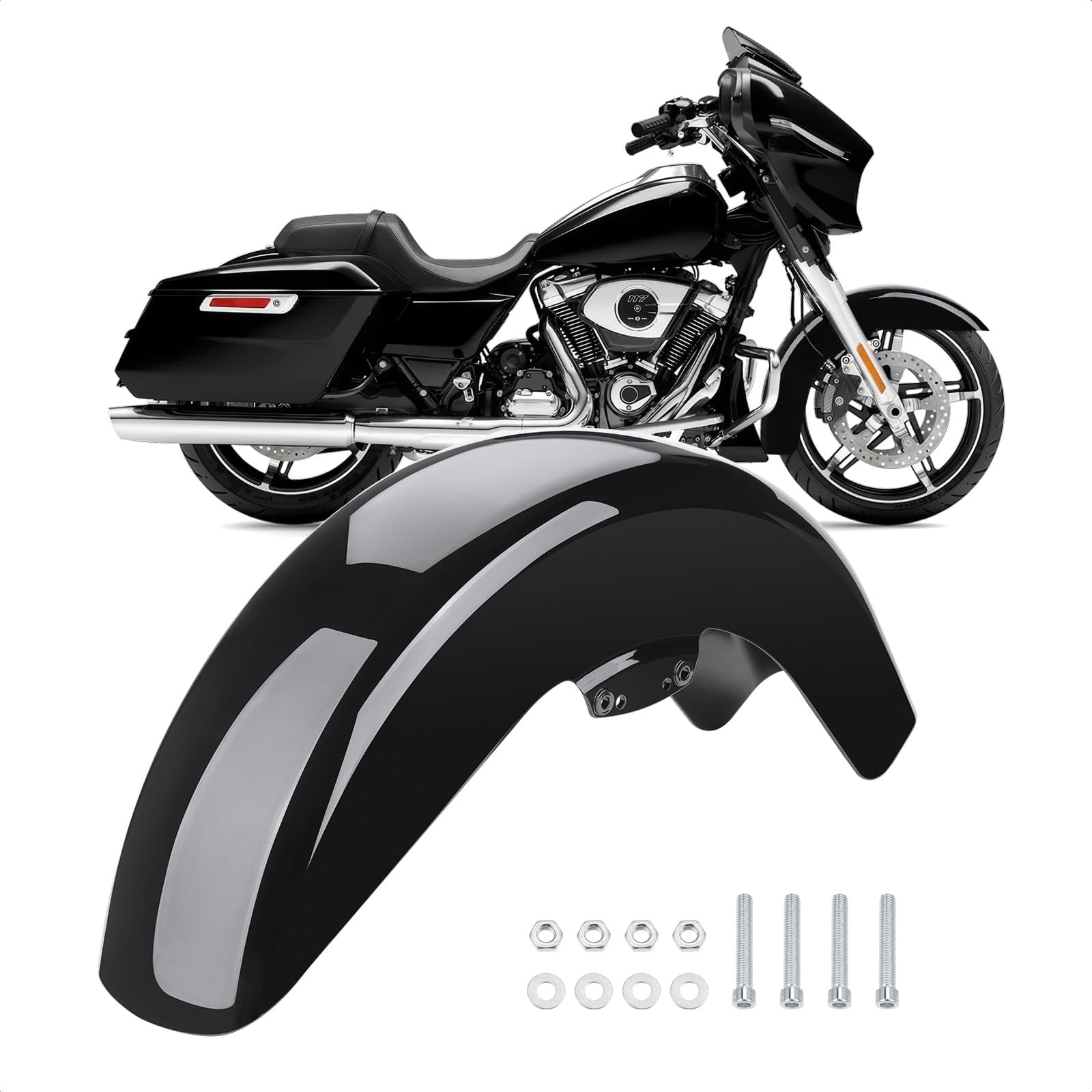 Amazon.com: 19 inch Metal Front Fender Compatible with Harley Touring ...