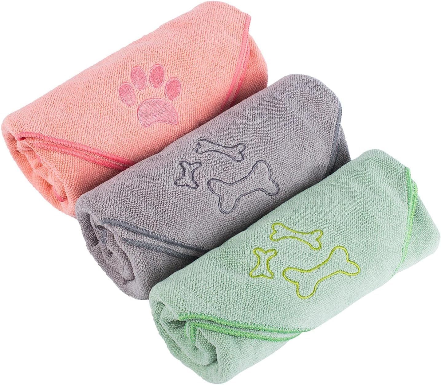 Quick Dry Dog Bath Towel, Pack of 3 Large 100x50cm Microfiber Pet ...