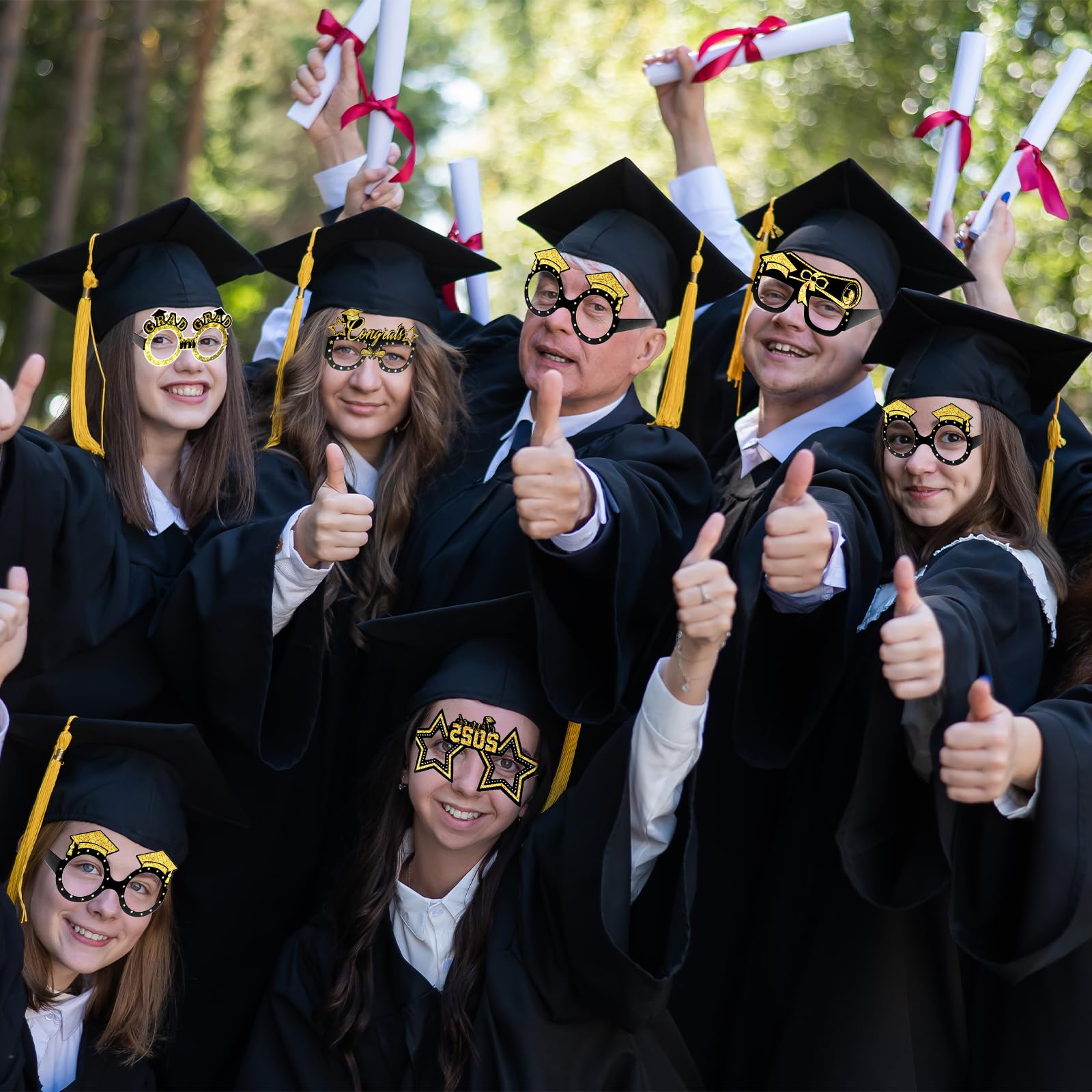 Snapklik.com : 6 Pcs Black And Gold Graduation Glasses 2025 Grad Party ...