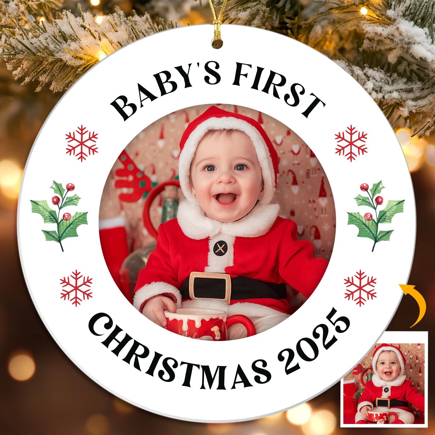 NewEleven Baby's First Christmas Bauble 2025 - Babys First For Girl ...