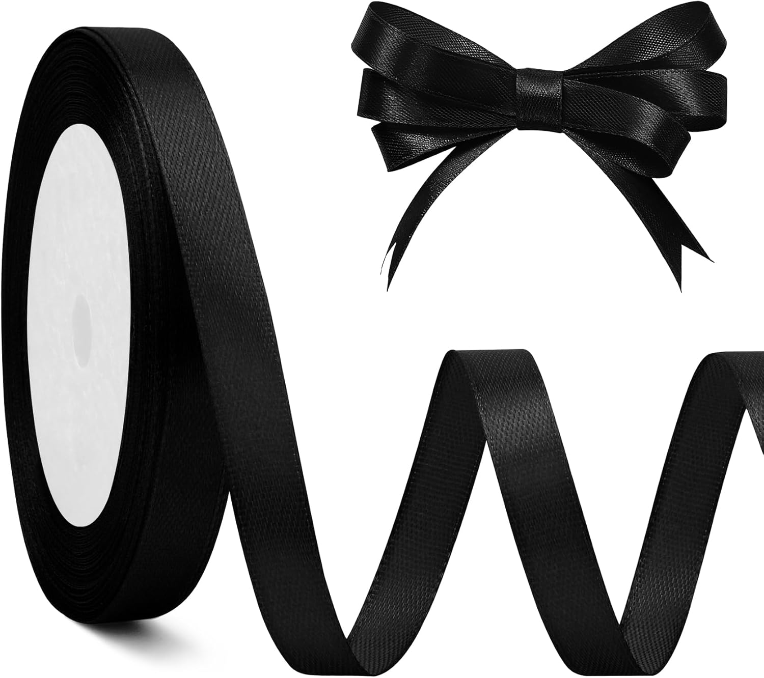 Black Gift Ribbon 10 mm x 23 m Satin Ribbon Black Ribbon Black Gift ...