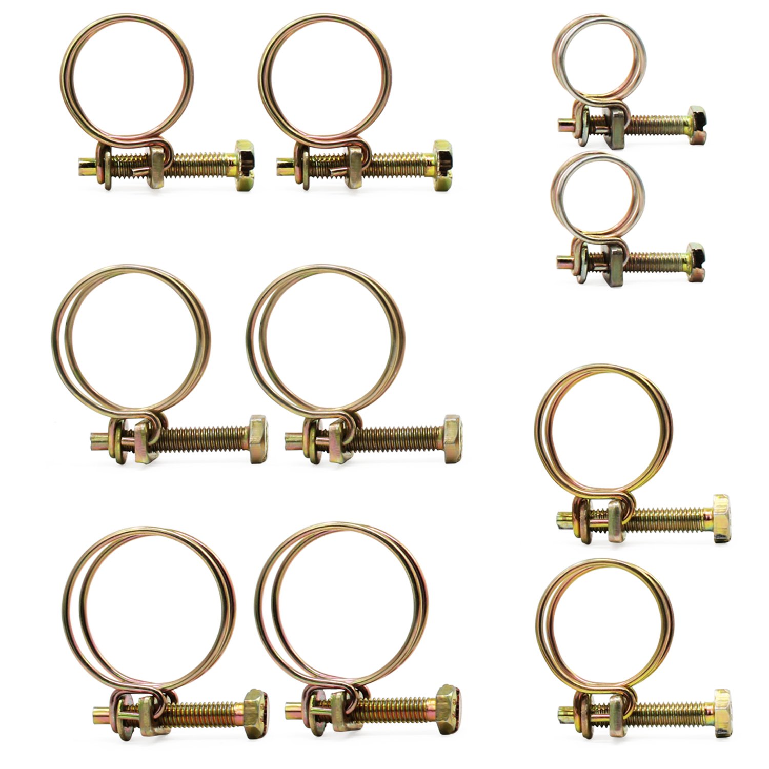HSeaMall 50PCS Adjustable Double Wire Hose Clips Clamp 5Size Steel Wire ...