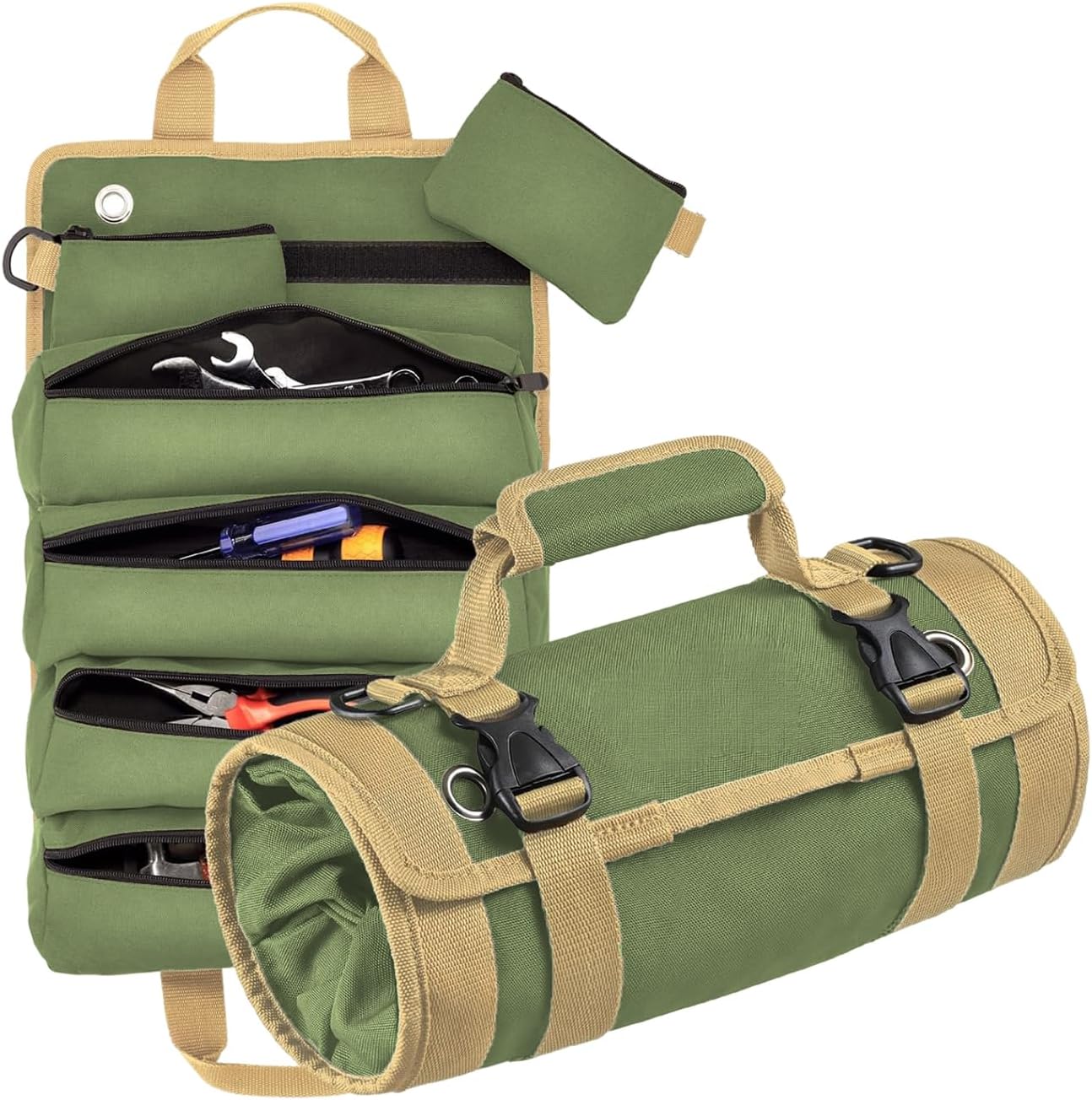 Tool Roll Bag, Heavy Duty Roll Up Tool Organizer, 6 in1 Detachable Tool Roll Bag, Roll Up Tool ...