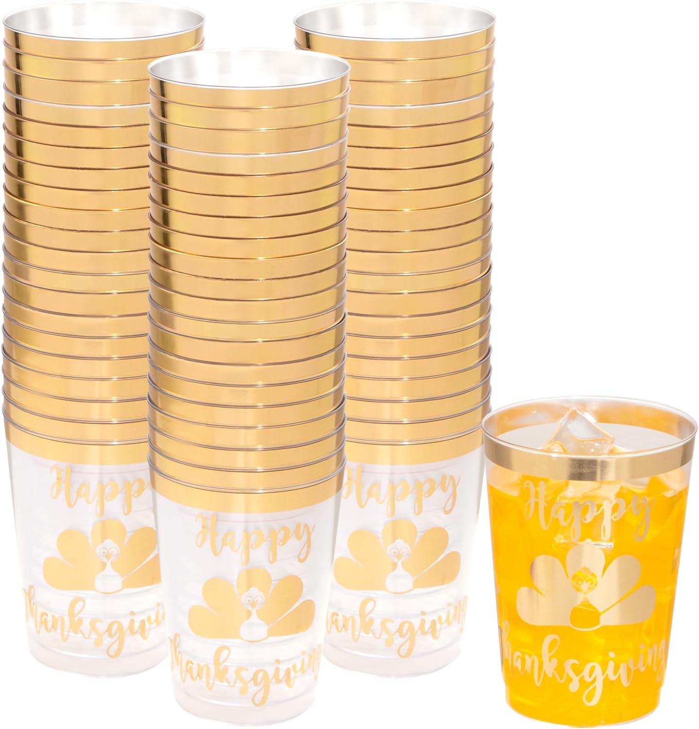 Amazon.com: xo, Fetti Thanksgiving Gold Foil Plastic Cups - 30 ...