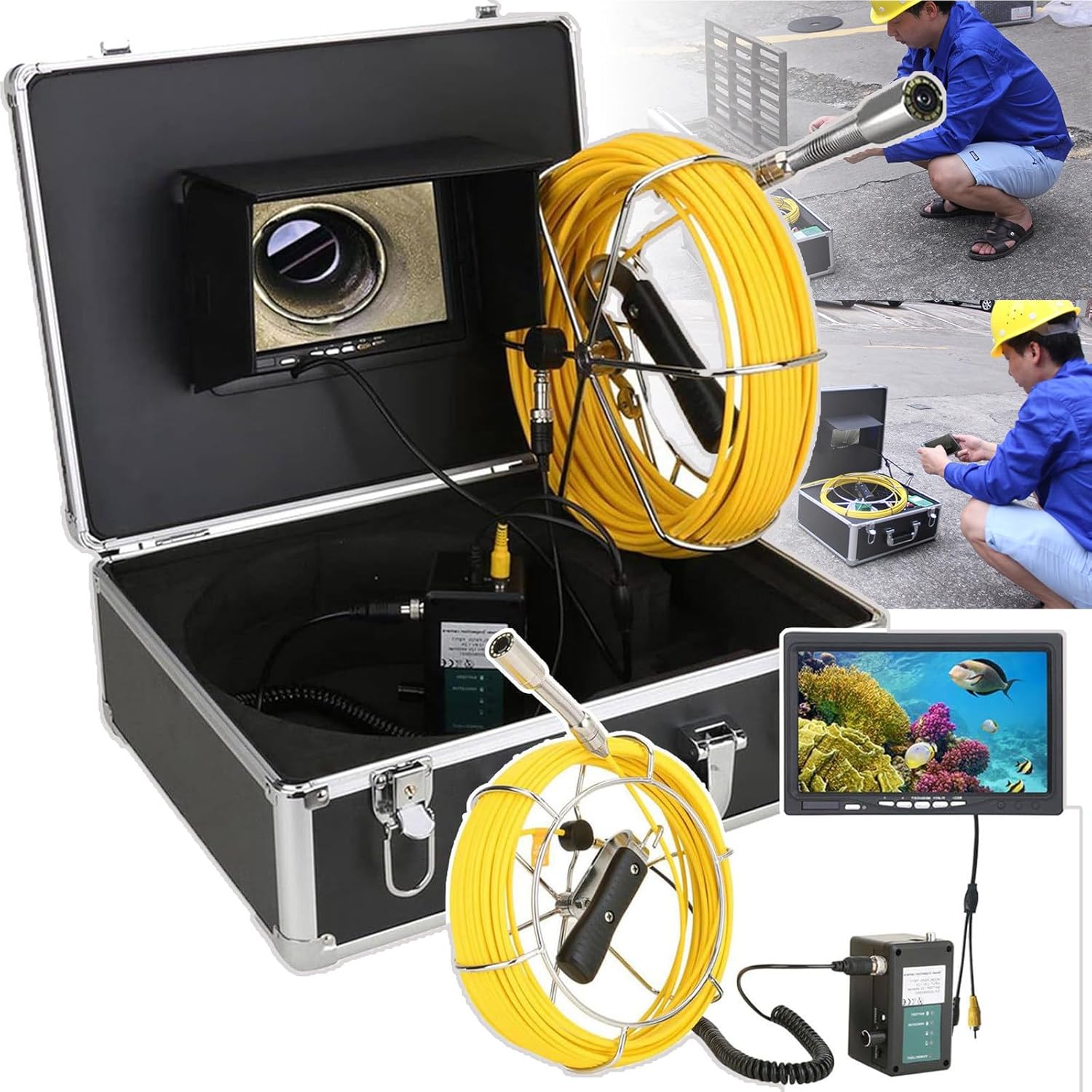20m/30m/50m/100m Pipe Pipeline Inspection Camera, W/Video Recording ...