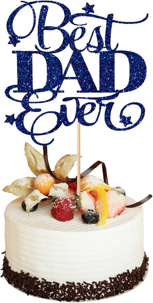 1 PCS Father's Day Cake Topper, Blue Glitter Best Dad Cake Toppers ...